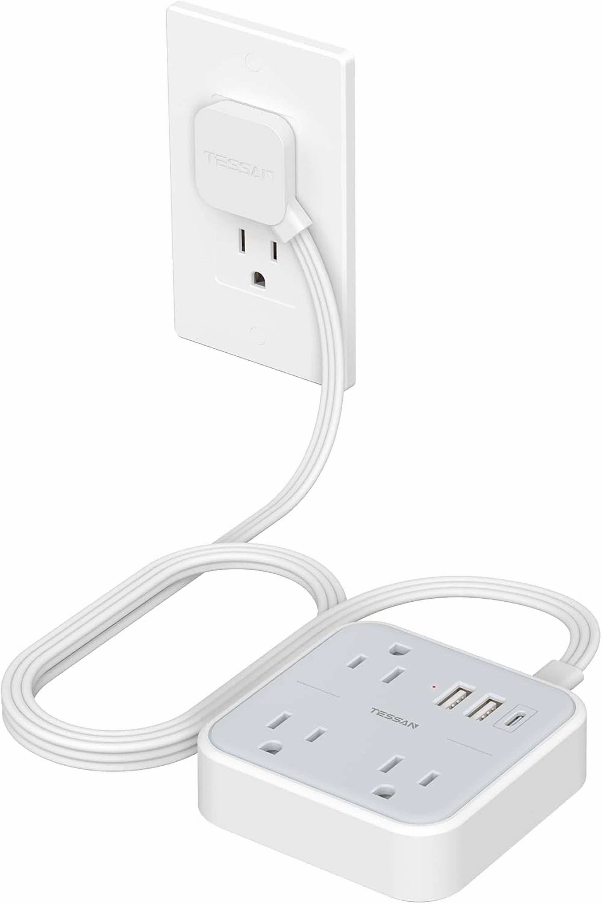 Ultra Thin Flat Extension Cord 5 FT, Slim Power Strip with USB Ports (1 ...