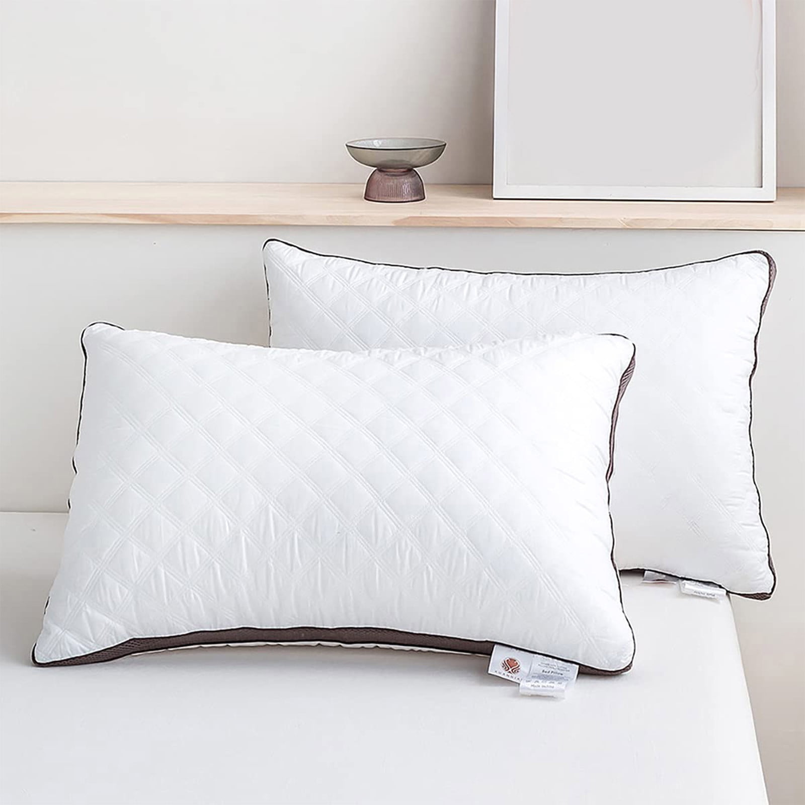 Ultra Thin Flat Soft Bed Pillows Standard Size for Sleeping 25.1"x16.9 ...