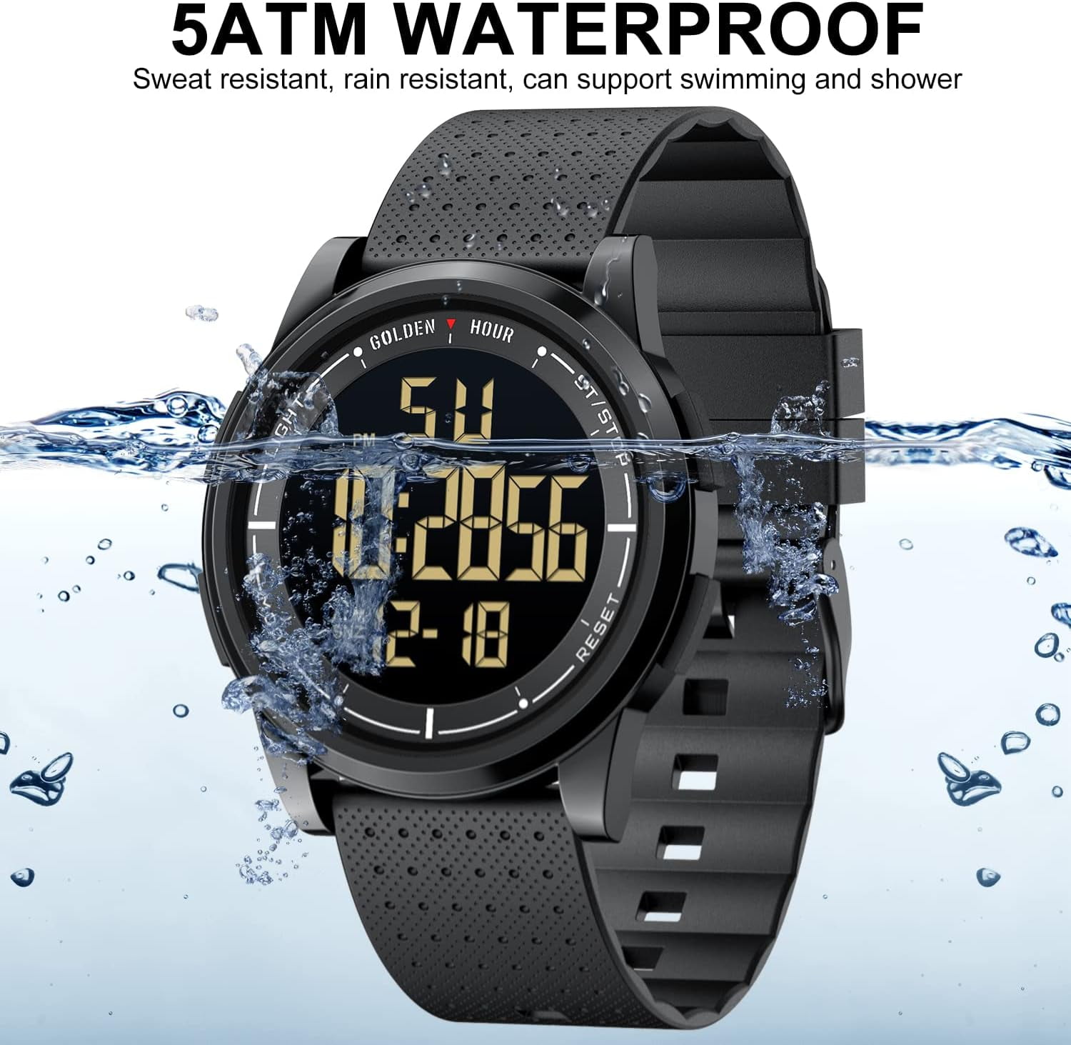 Ultra-Thin Minimalist Sports Waterproof Digital Watches Men with Wide ...