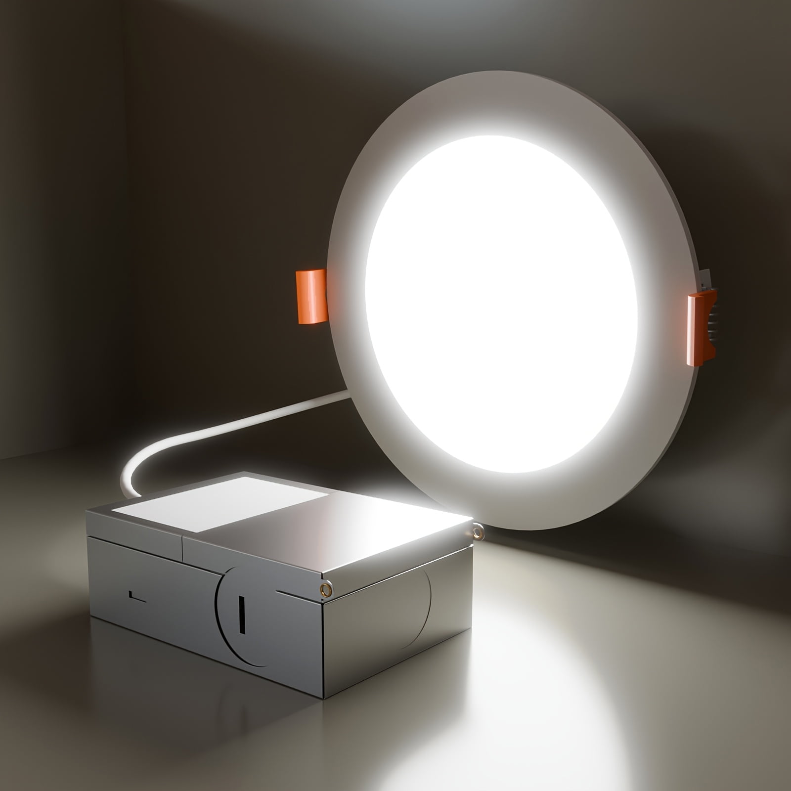 Ultra-Thin Slotless LED Recessed Ceiling Light with Junction Box, 6 ...