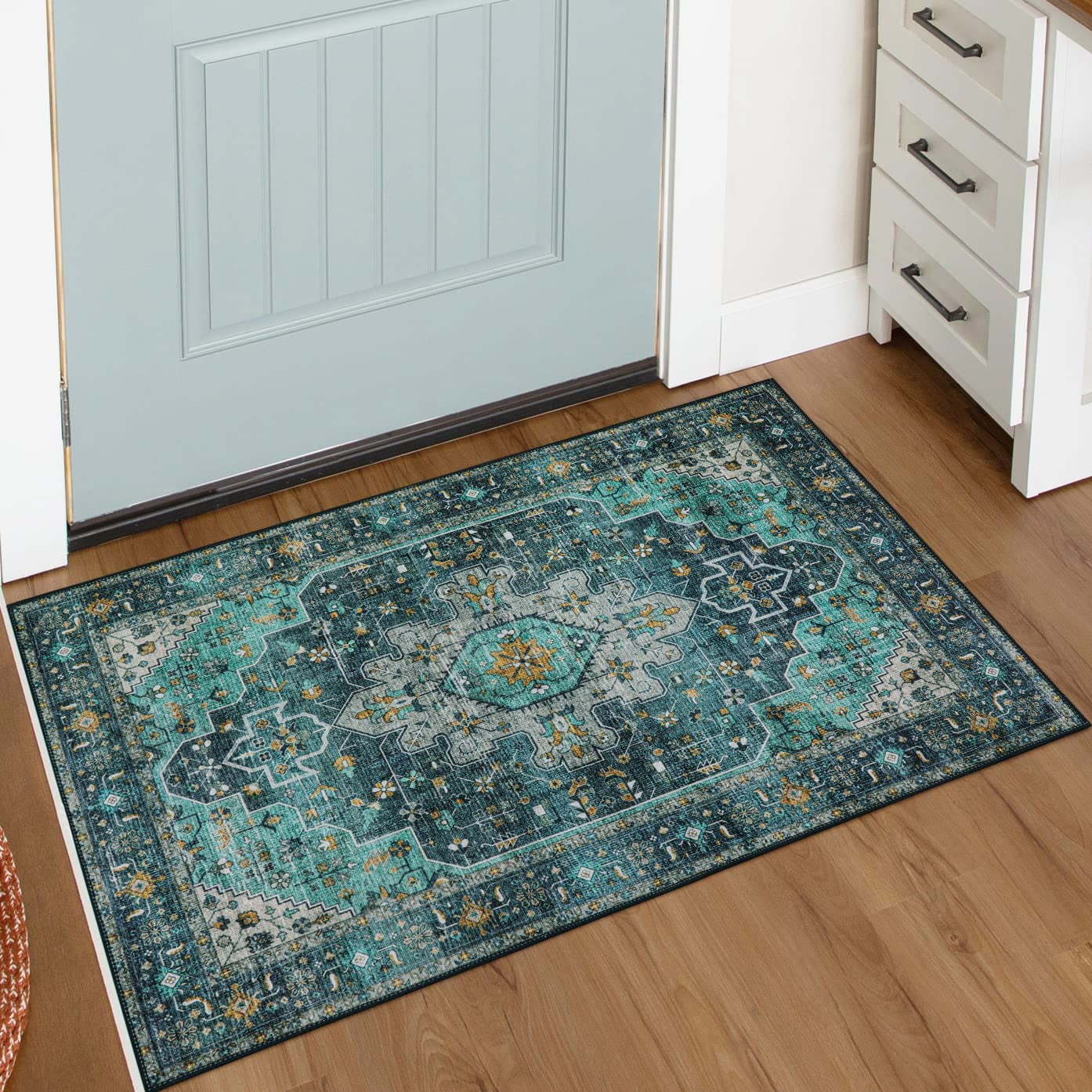 Ultra-Thin Washable Area Rug - 2x3 Small Washable Bedroom Rug Entry Mat ...