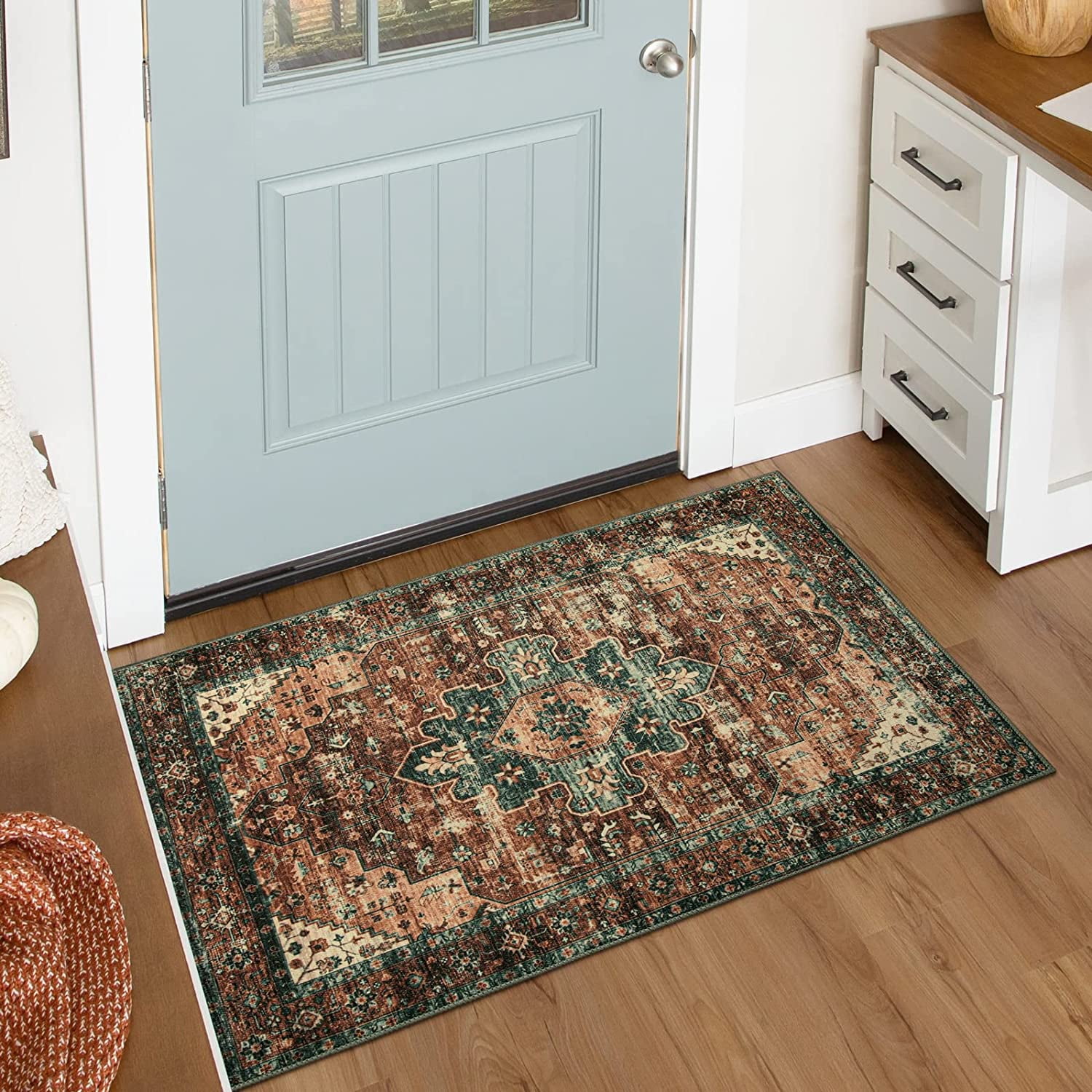 Ultra-Thin Washable Area Rug - 2x3 Small Washable Bedroom Rug Entry Mat ...