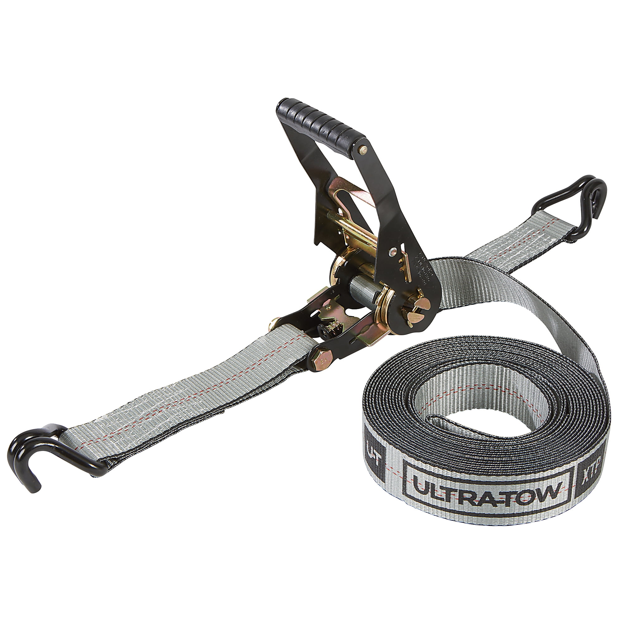 Ultra-Tow XTP Gray 2in. X 27ft. Automatic Self-Tensioning Ratchet Strap with J-Hook, 10,000-Lb ...