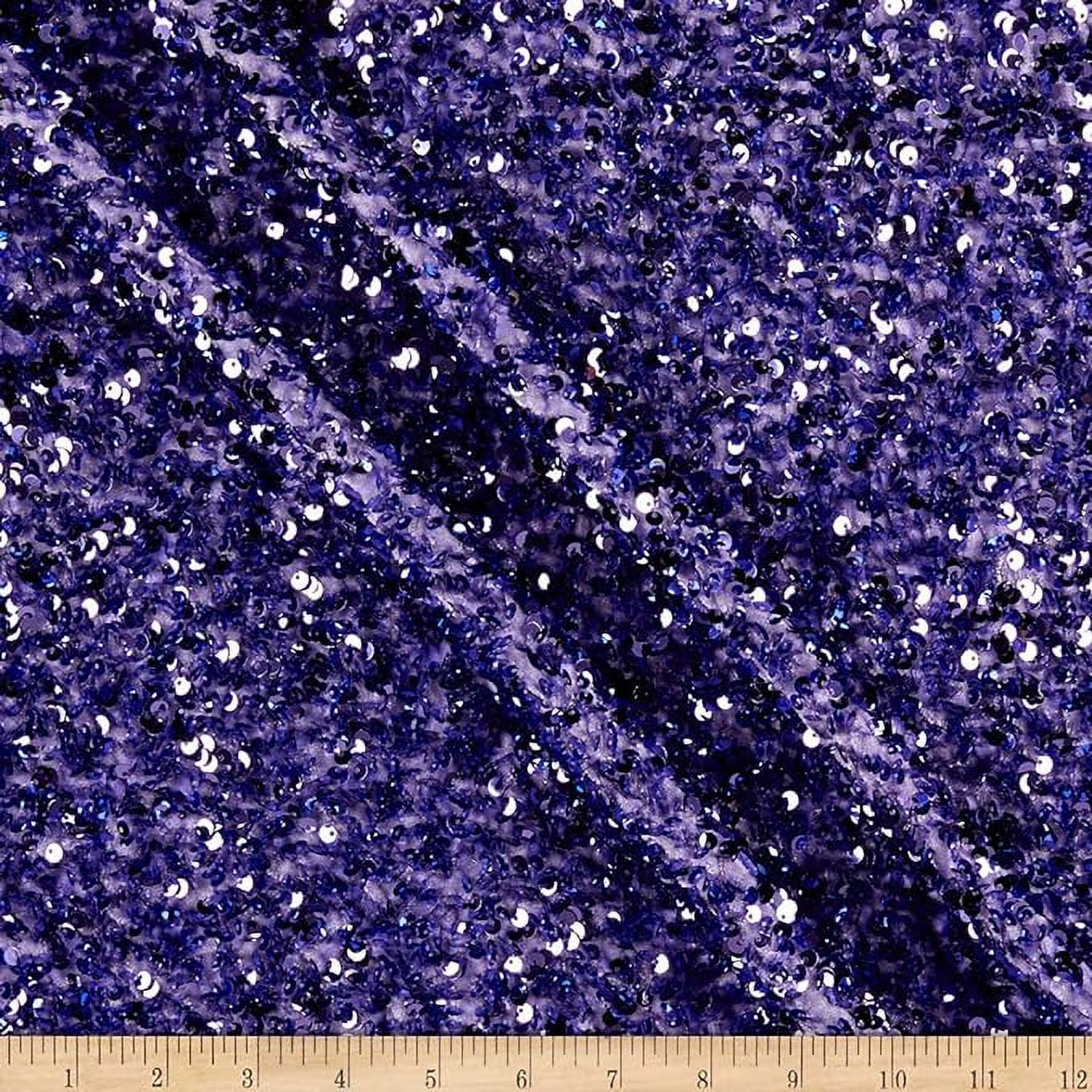 Ultra Violet Stretch Velvet Sequin Fabric Cut by The Yard, Glitter ...