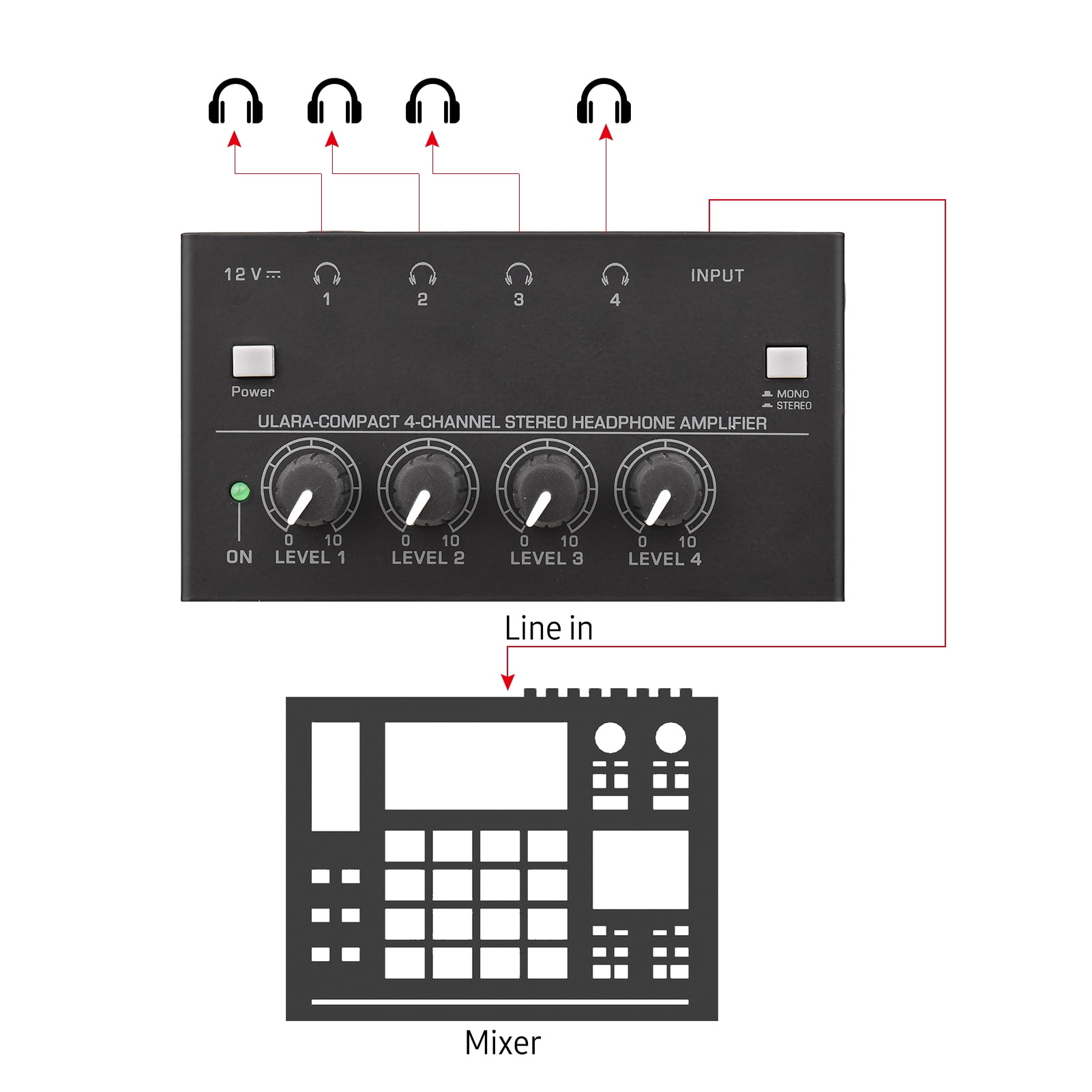 Ultra-compact 4-channel Stereo Headphone Amplifier Upgraded Mini Audio ...