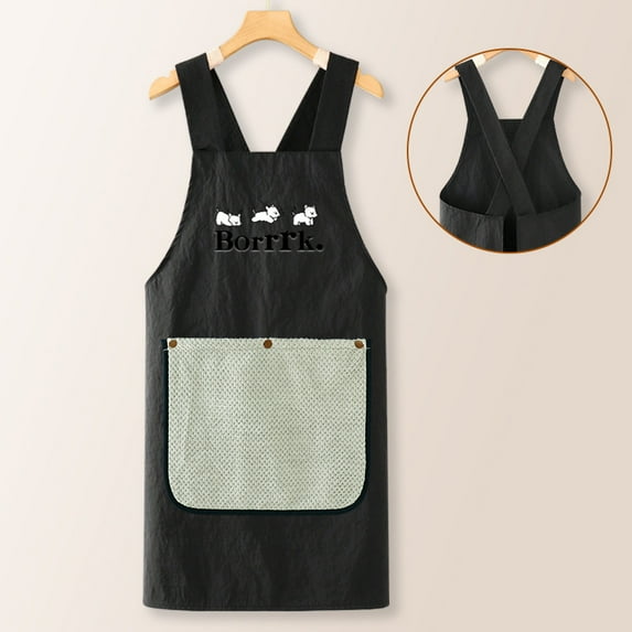 Ultra-fine Fiber Kitchen Apron with Pockets (Black) - Walmart.com