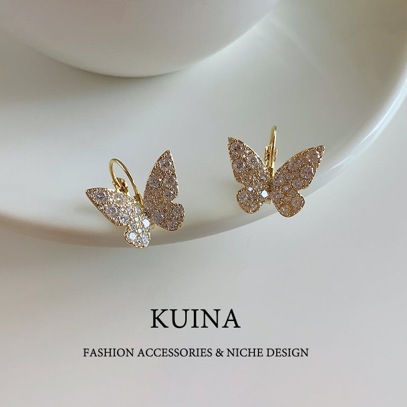 Ultra-flash zirconia butterfly earrings earrings new explosive senior ...