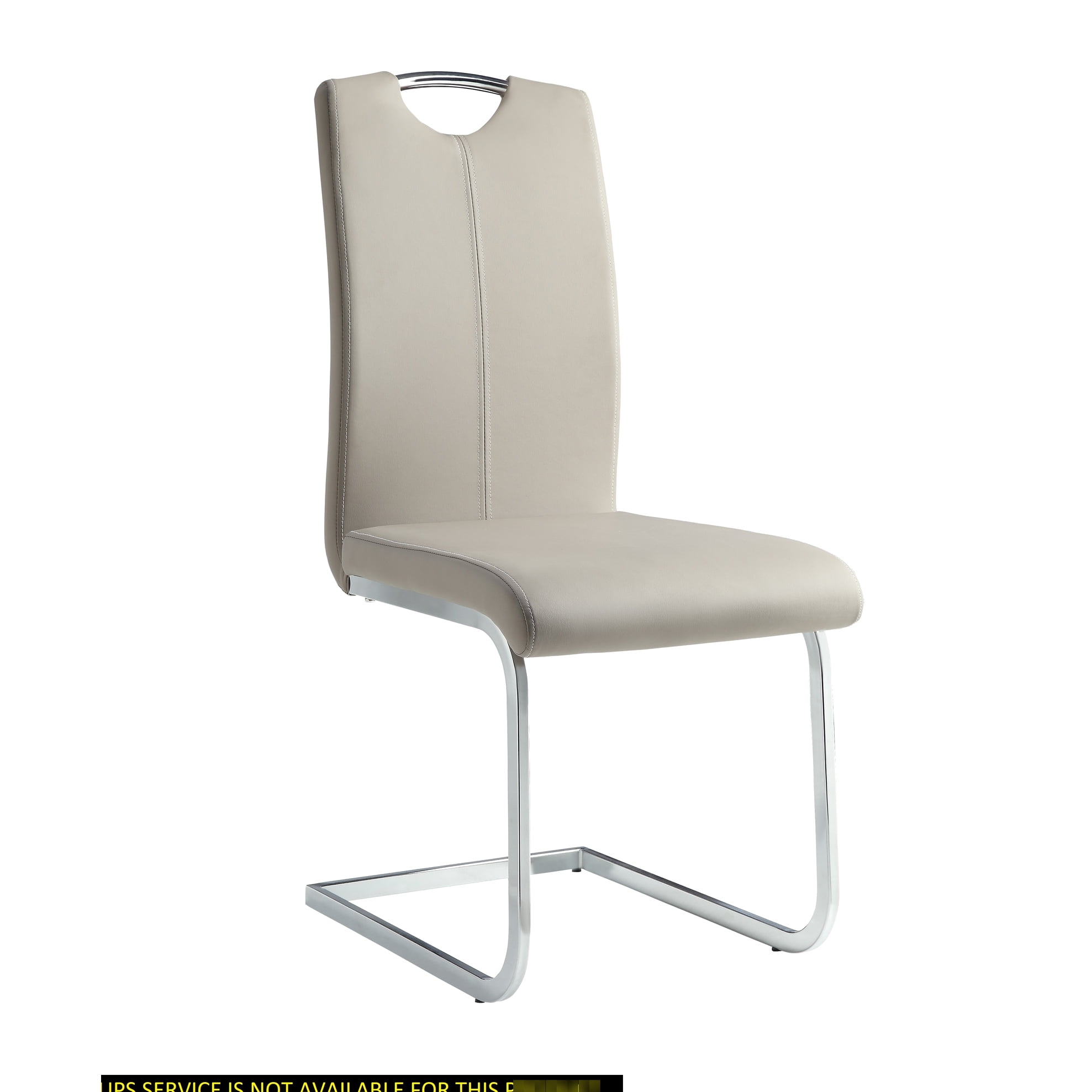 Ultra-modern Gray Dining Chairs, 2pc , Faux Leather Upholstery, Metal ...