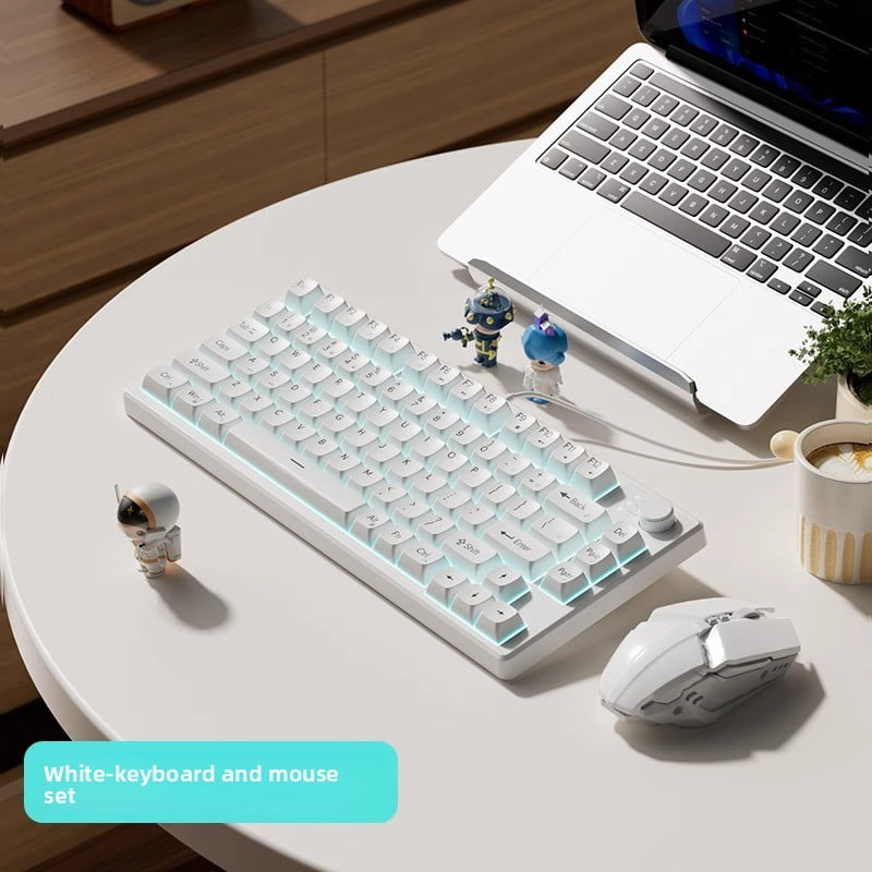 Ultra-quiet wired gaming keyboard and mouse set, multimedia knob ...