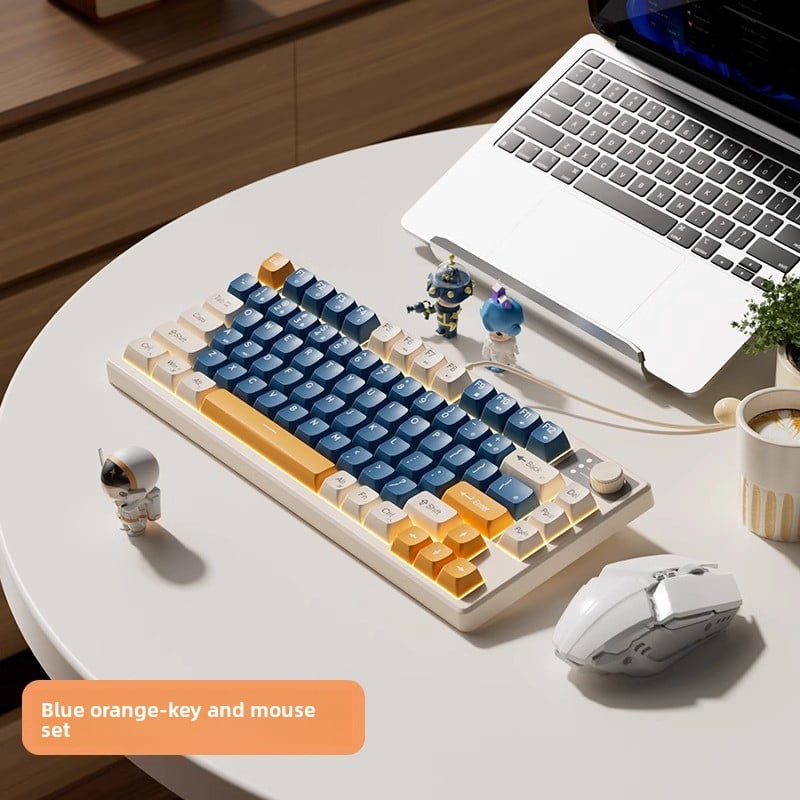 Ultra-quiet wired gaming keyboard and mouse set, multimedia knob ...