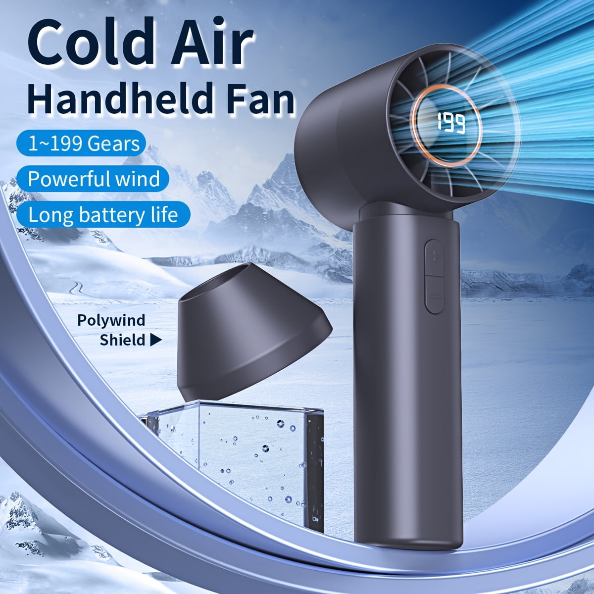 Ultra-strong Wind USB Rechargeable Handheld Fan with Digital Display ...