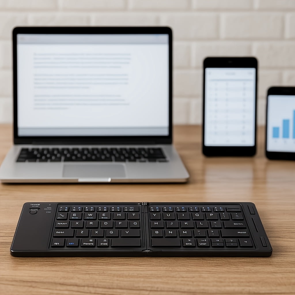 Ultra-thin Wireless Foldable Keyboard, Rechargeable Magnetic 7.3mm ...