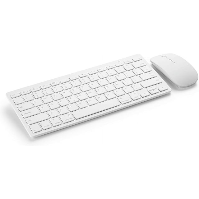 Ultra-thin wireless keyboard and mouse combo -White -For desktop/laptop ...