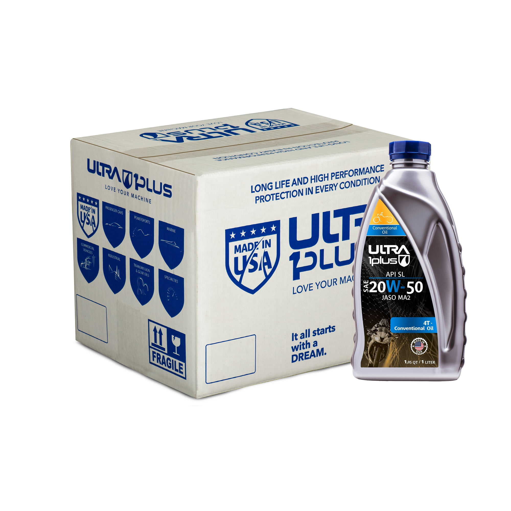 Ultra1Plus™ SAE 20W-50 Conventional 4T Motor Oil, API SL JASO MA2 - Walmart.com