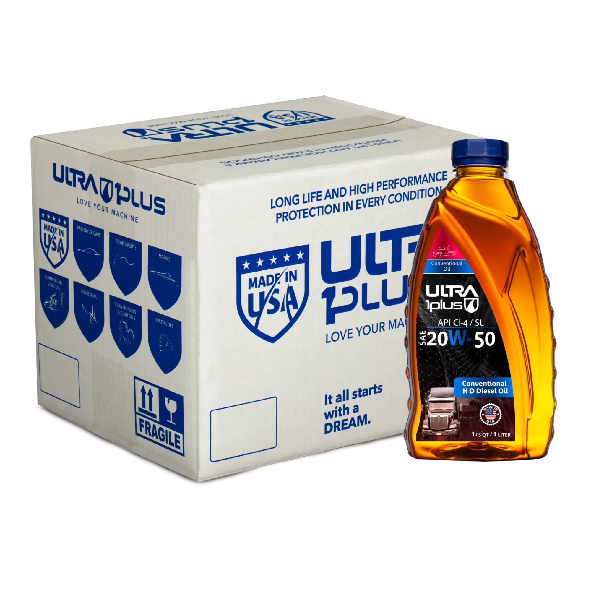 Ultra1Plus™ SAE 20W-50 Heavy-Duty Motor Oil, API CI-4/SL (12 Liters ...