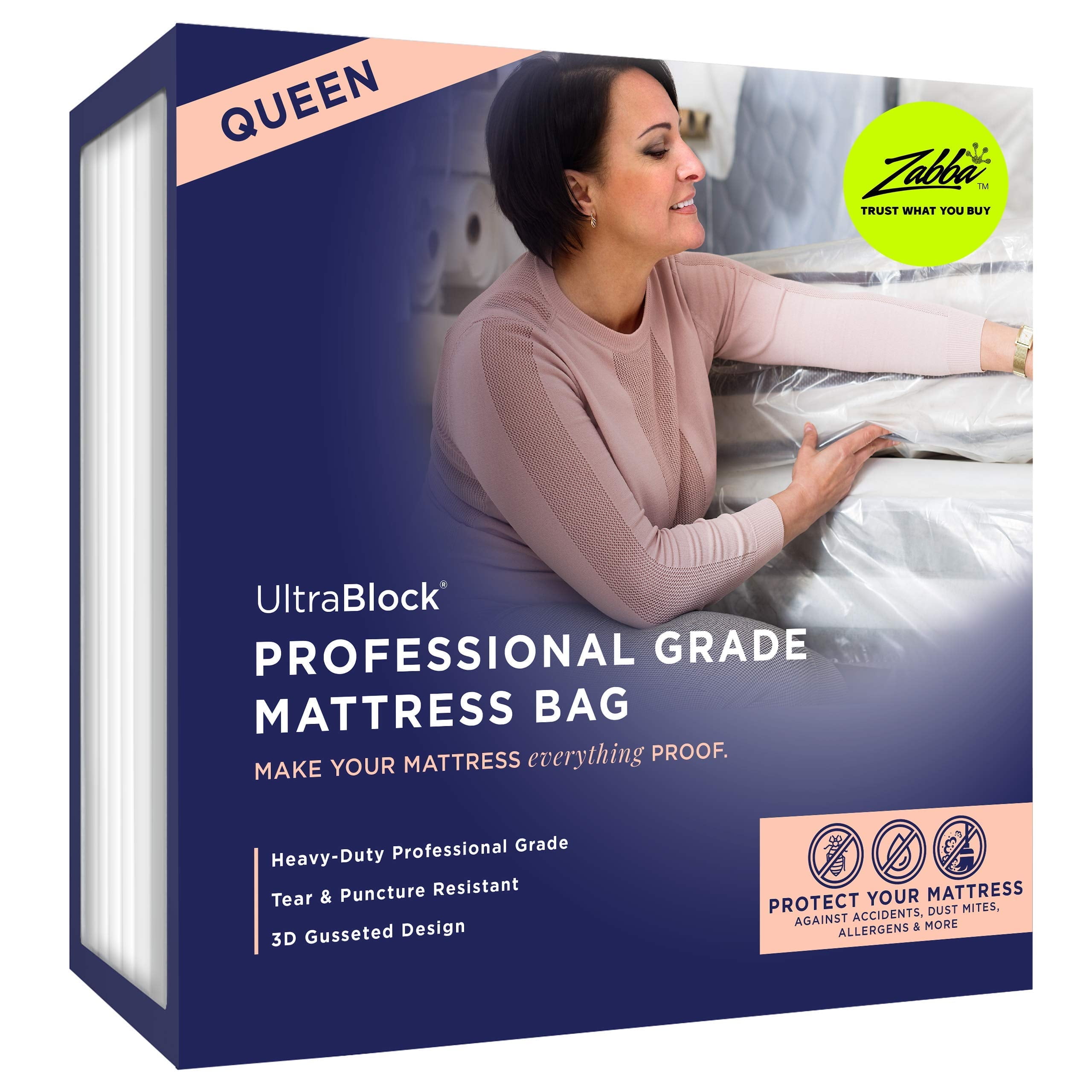 UltraBlock Queen Mattress Bag for Moving & Storage, Triple Thick 6 Mil ...