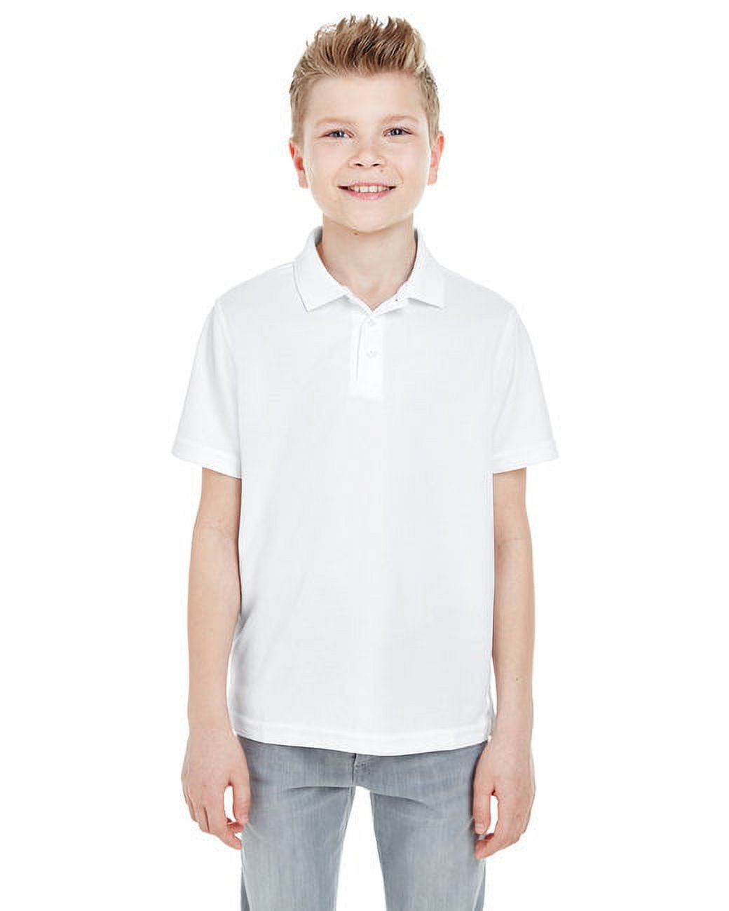 UltraClub 8210Y Youth Cool & Dry Polo White Medium - Walmart.com