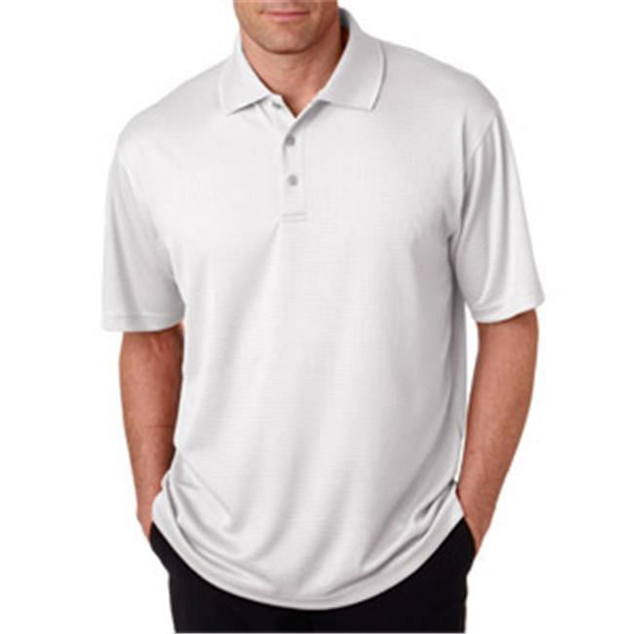UltraClub 8305 Mens Cool & Dry Elite Mini-Check Jacquard Polo - White ...