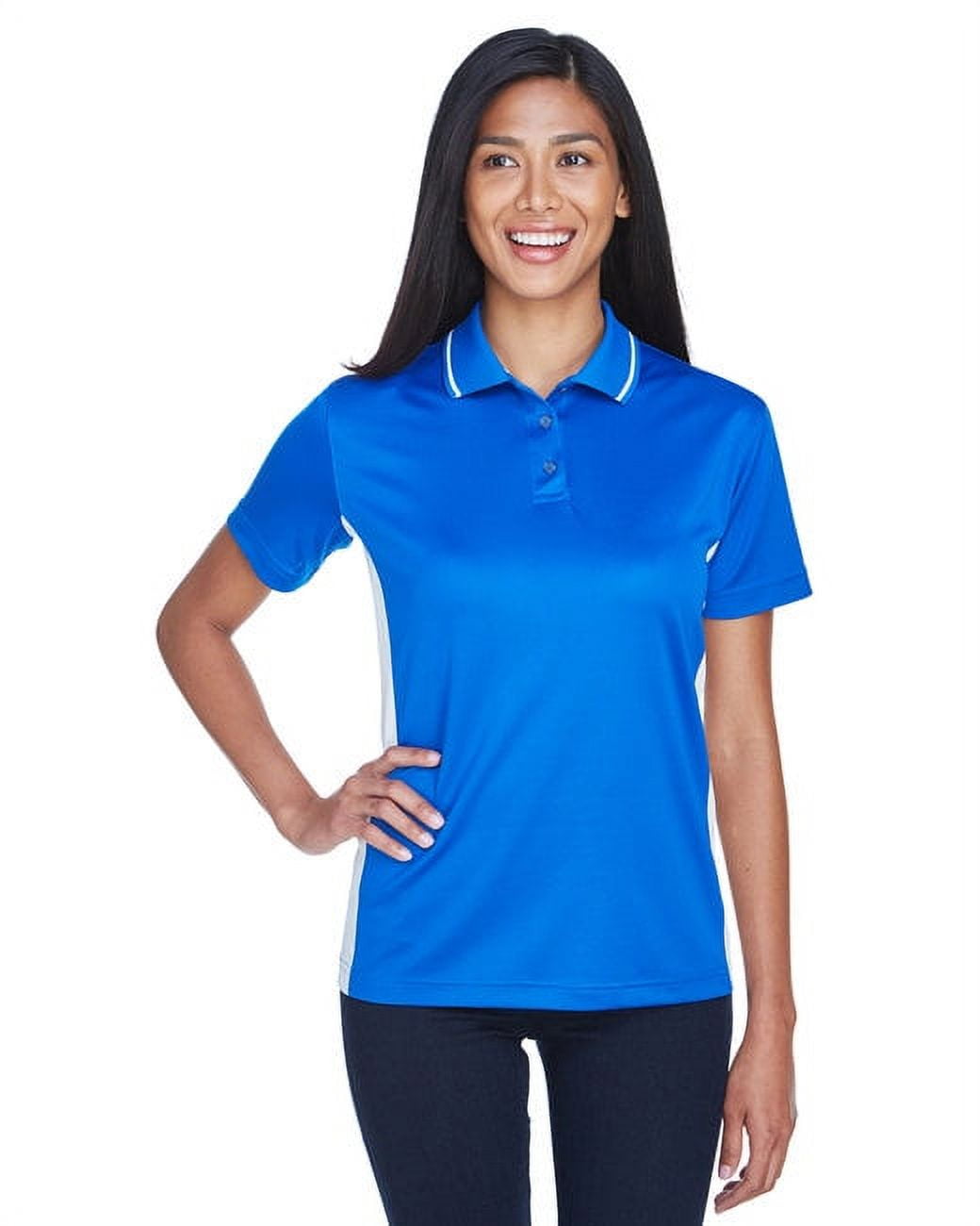UltraClub 8406L Ladies Cool & Dry Sport Two-Tone Polo Royal/White X ...