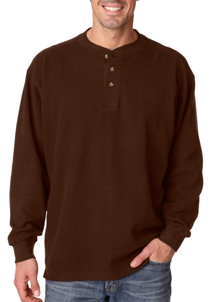 UltraClub 8456 Adult Mini Thermal Henley -Chocolate-Small - Walmart.com