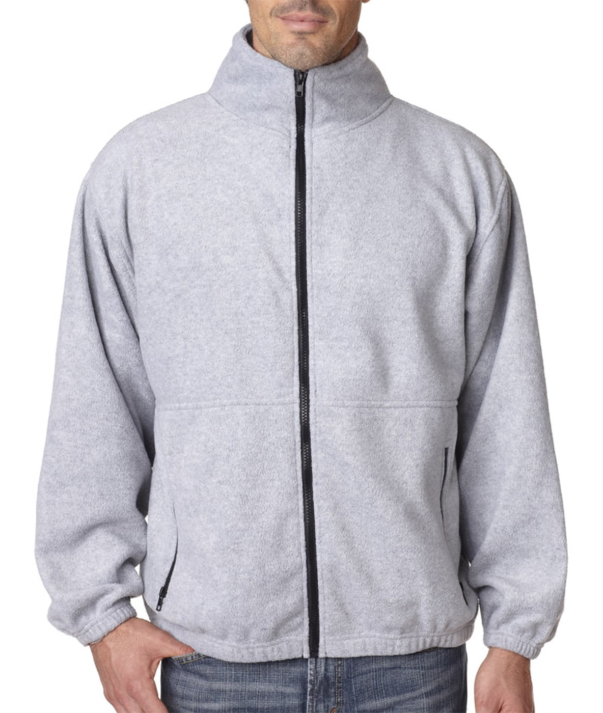 UltraClub 8485 Iceberg Zip Jacket Gray Heather 4X-Large - Walmart.com