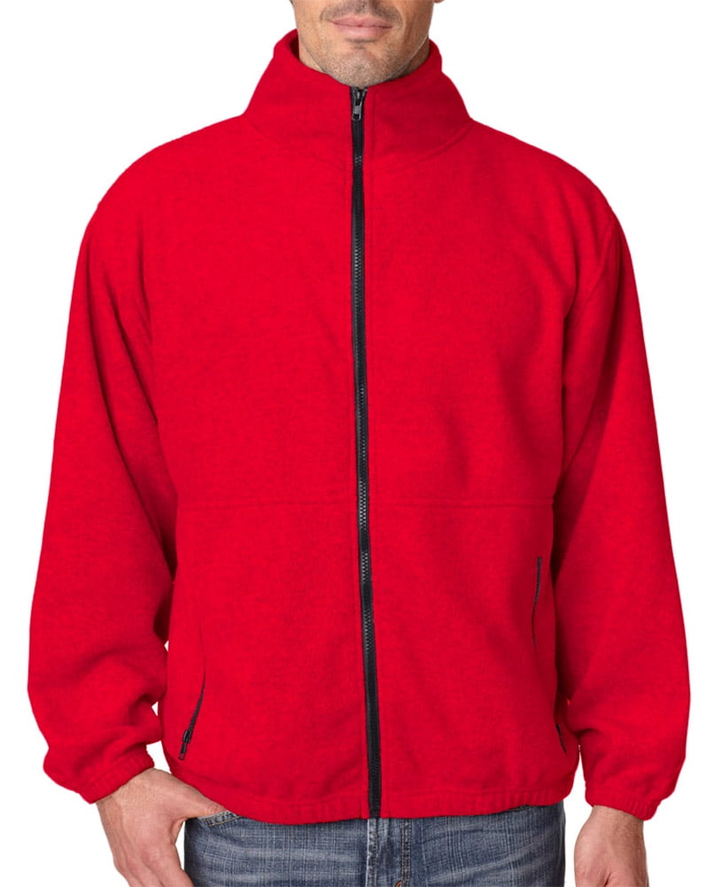 UltraClub 8485 Men's Iceberg Fleece Jacket -Red-4X-Large - Walmart.com