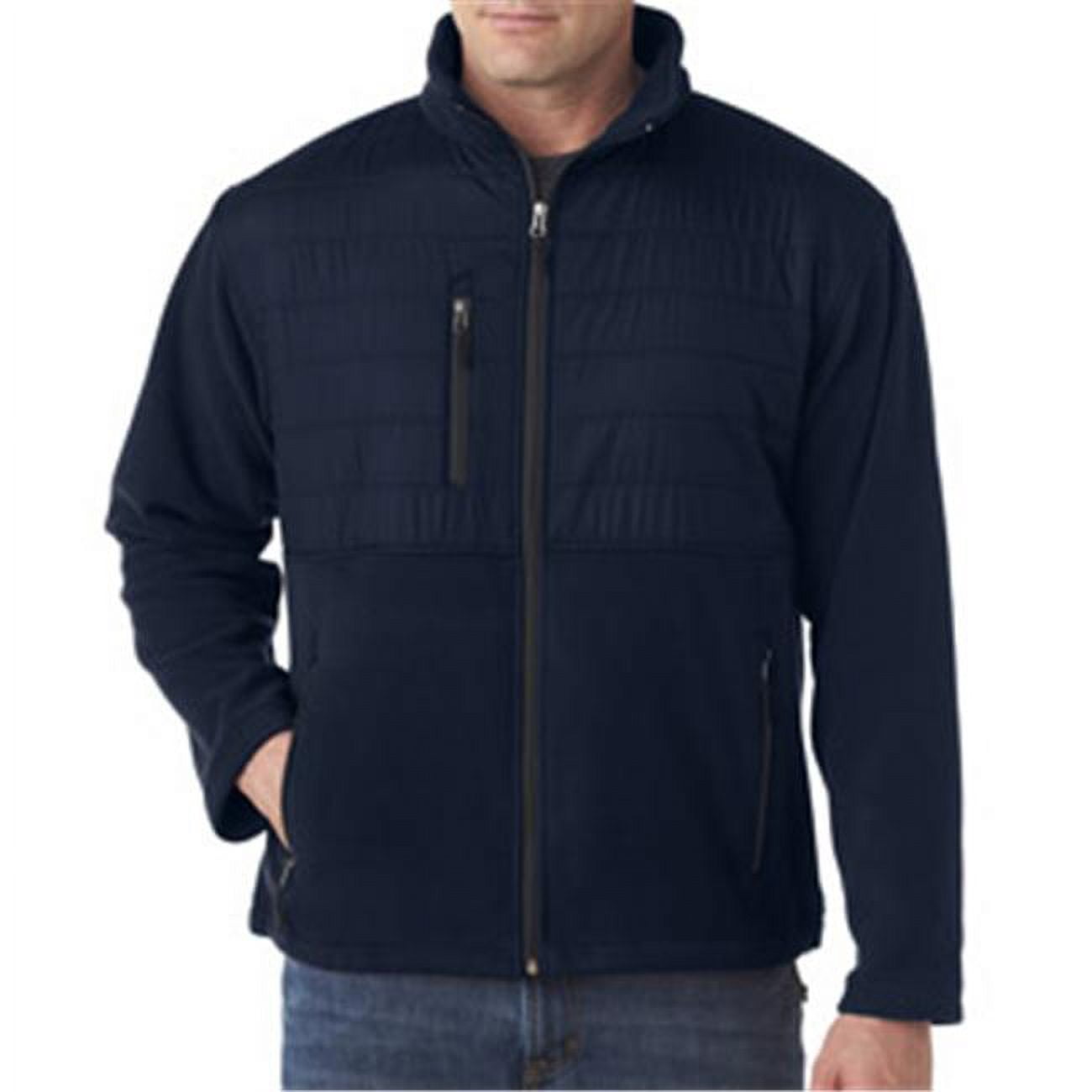 UltraClub 8492 Mens Fleece Jacket with Quilted Yoke Overlay - Navy, 2XL ...