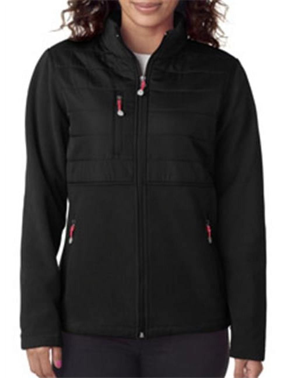 UltraClub 8493 Ladies Fleece Jacket with Quilted Yoke Overlay - Black ...