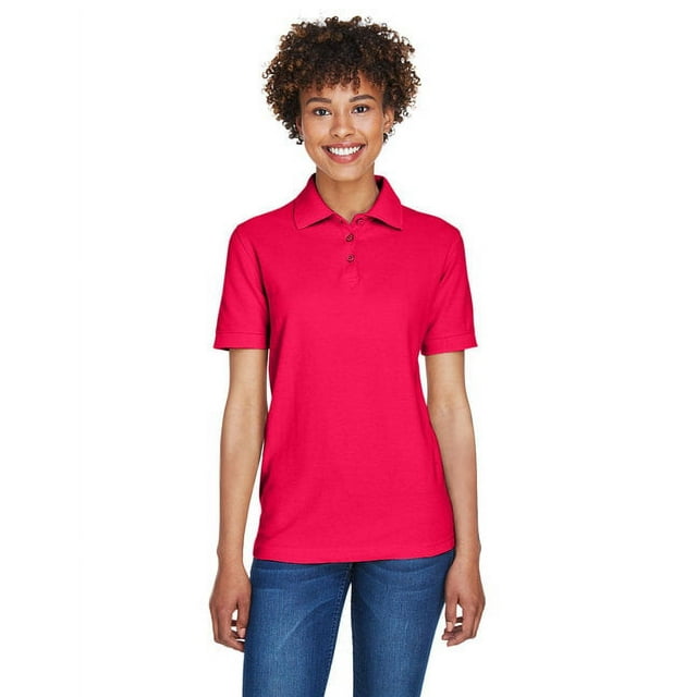 UltraClub 8541 Ladies Whisper Pique Polo Red XX-Large - Walmart.com