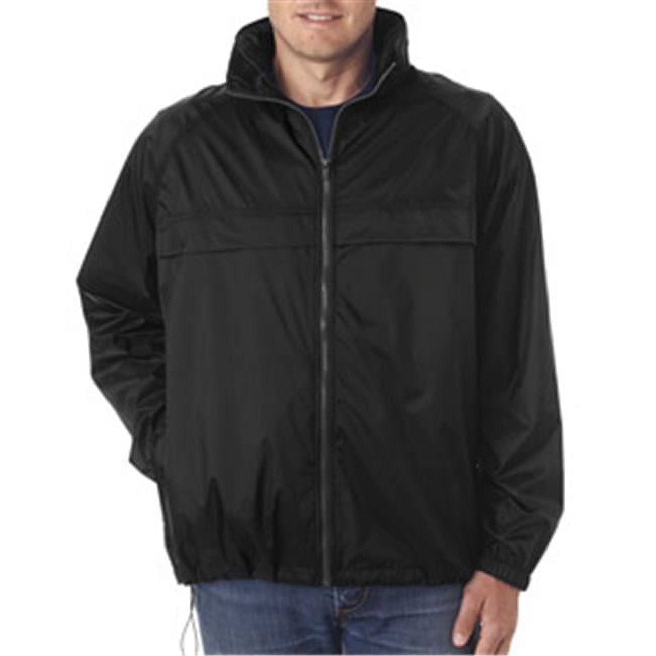 UltraClub 8929 Adult Full-Zip Hooded Pack-Away Jacket - Black, 4XL ...