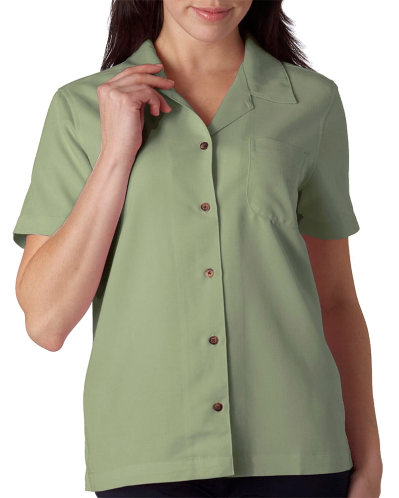 Ultraclub 8981 Cabana Breeze Ladies Camp Shirt Sage Medium Walmart