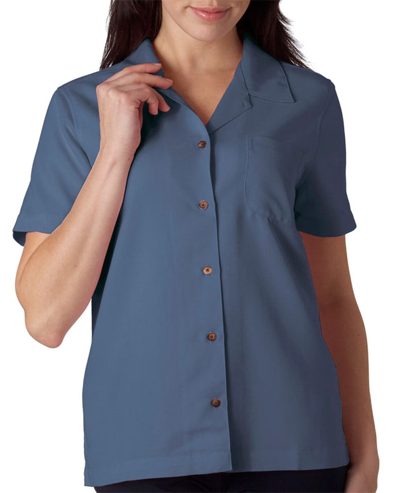 Ultraclub 8981 Cabana Breeze Ladies Camp Shirt Wedgewood 3x Large
