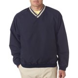 UltraClub Adult Long-Sleeve Microfiber Crossover V-Neck Wind Shirt ...