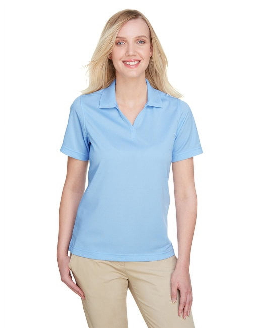 UltraClub Ladies' Cavalry Twill Performance Polo 2XL WHT/ COLUM BLUE ...