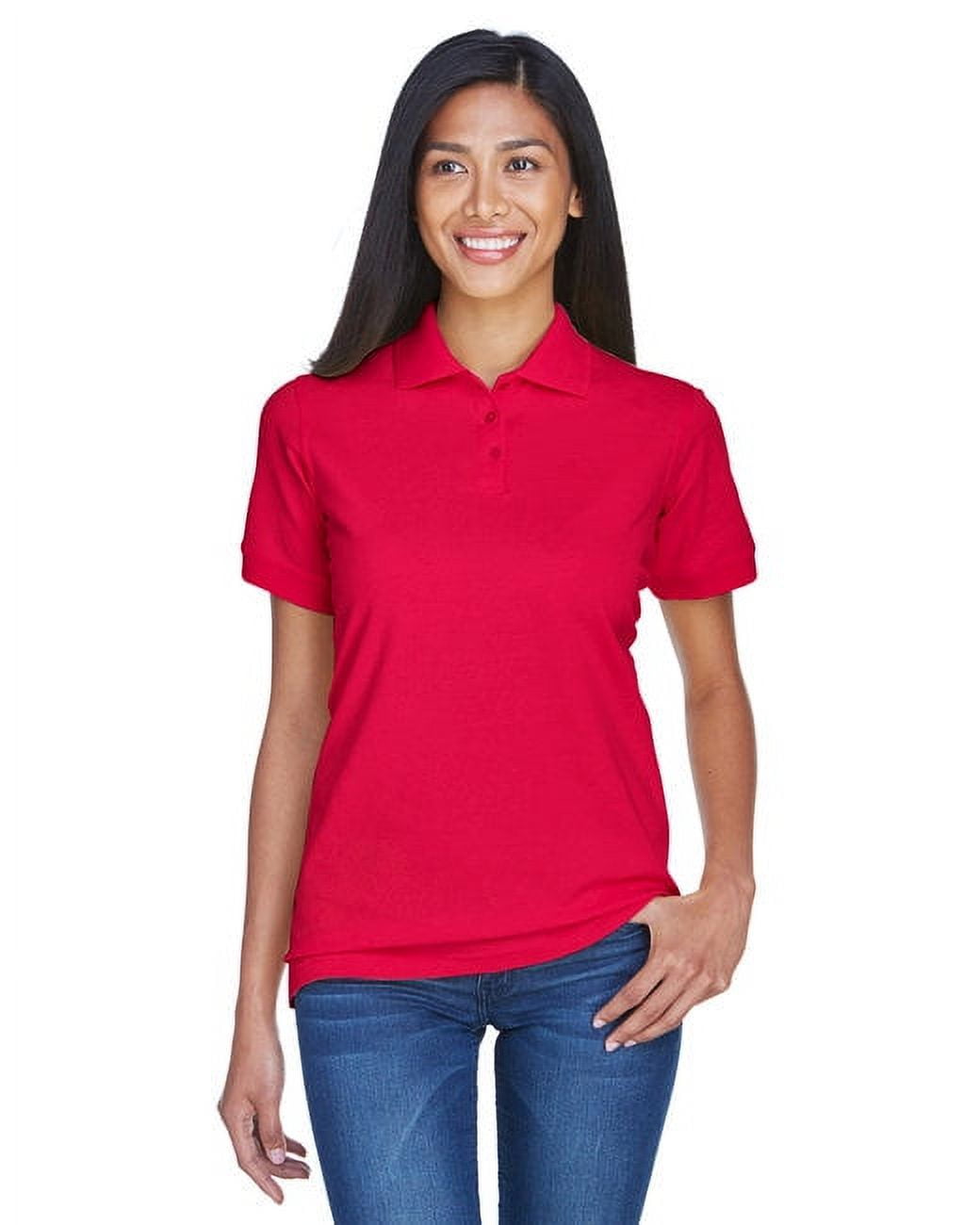 UltraClub Ladies' Classic Pique Cotton Polo, Red, 2XL - Walmart.com