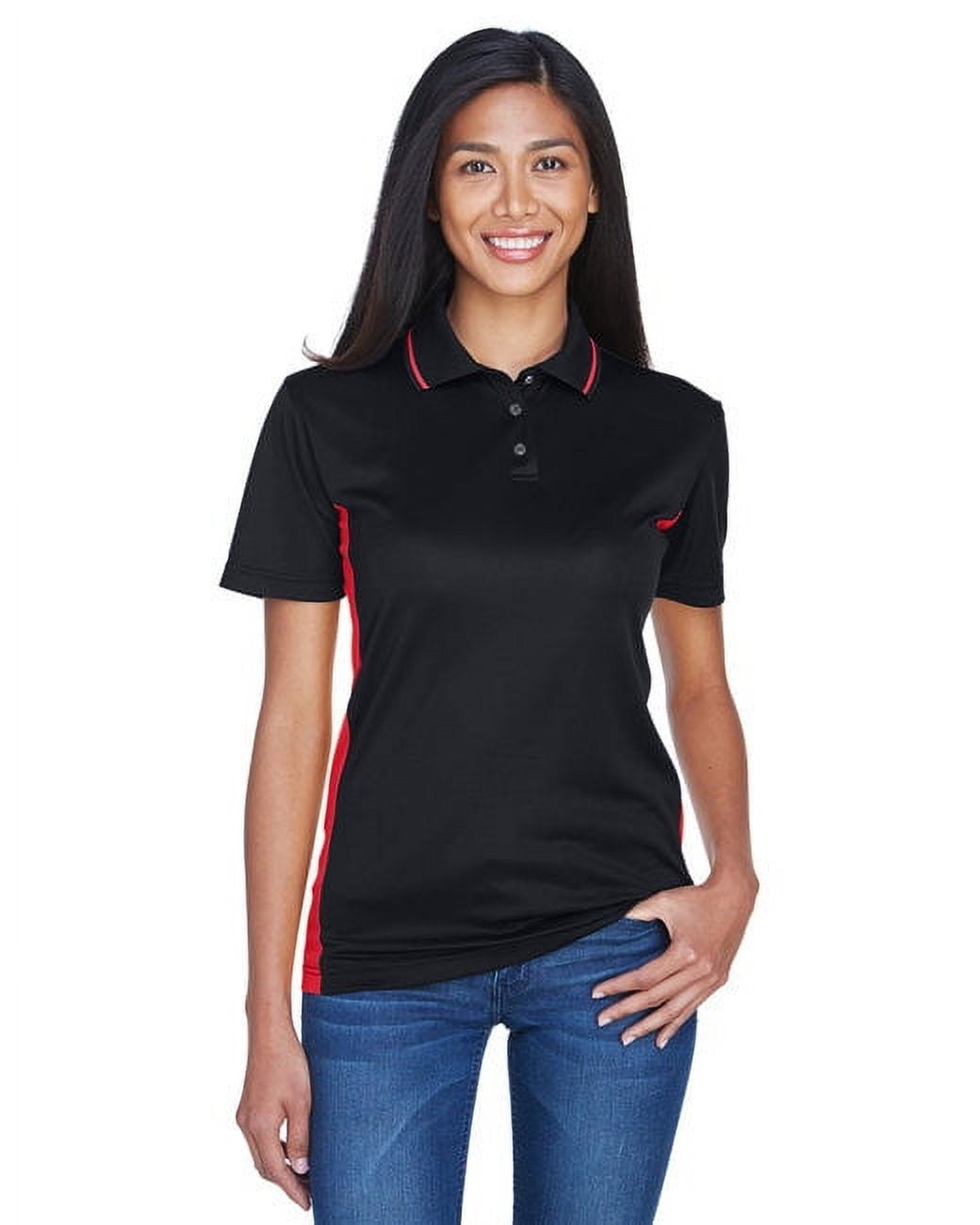 UltraClub Ladies' Cool & Dry Sport Two-Tone Polo L BLACK/ RED - Walmart.com