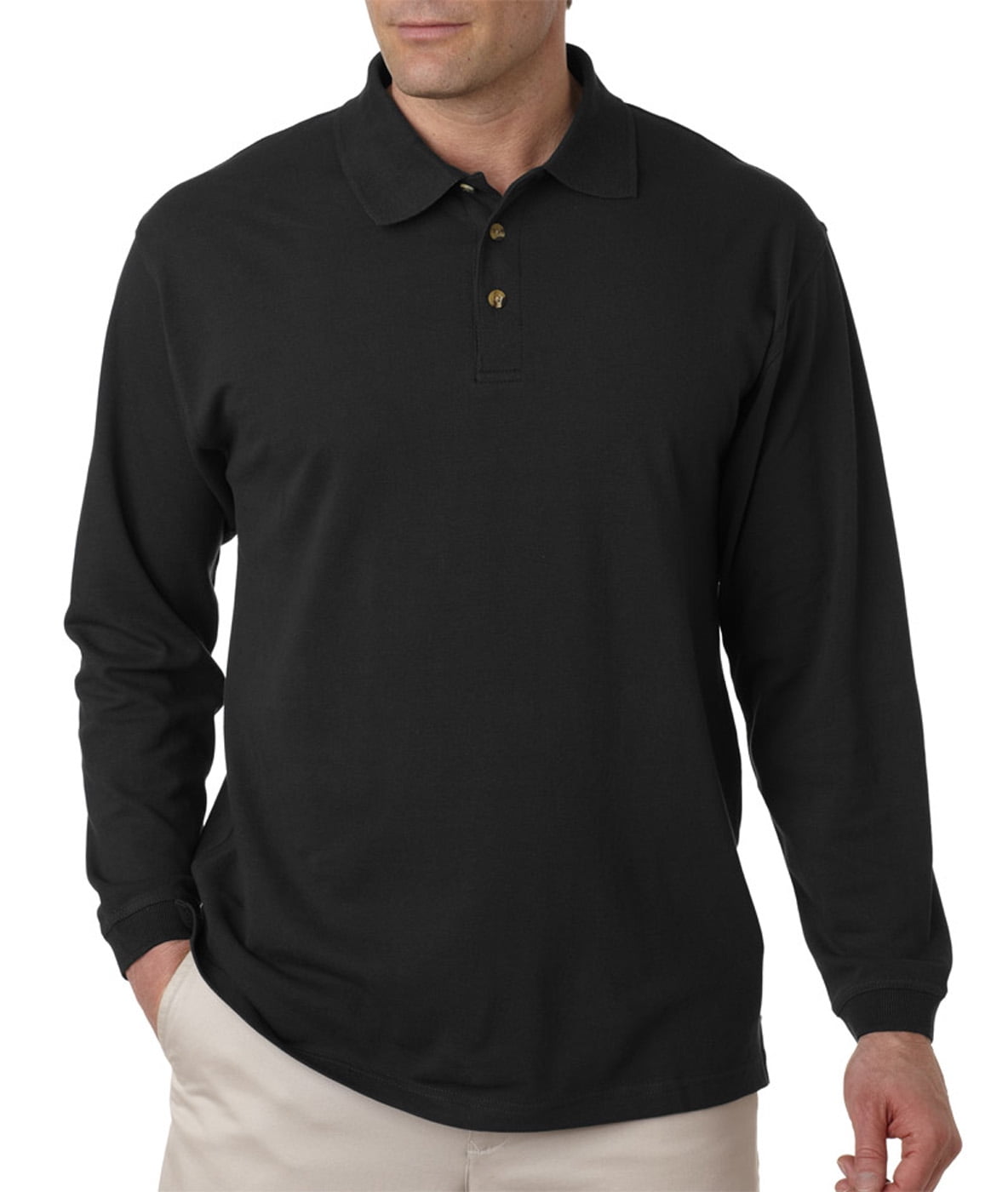 UltraClub Polo Shirt 8532 Solid Men's Long-Sleeve Classic Pique ...