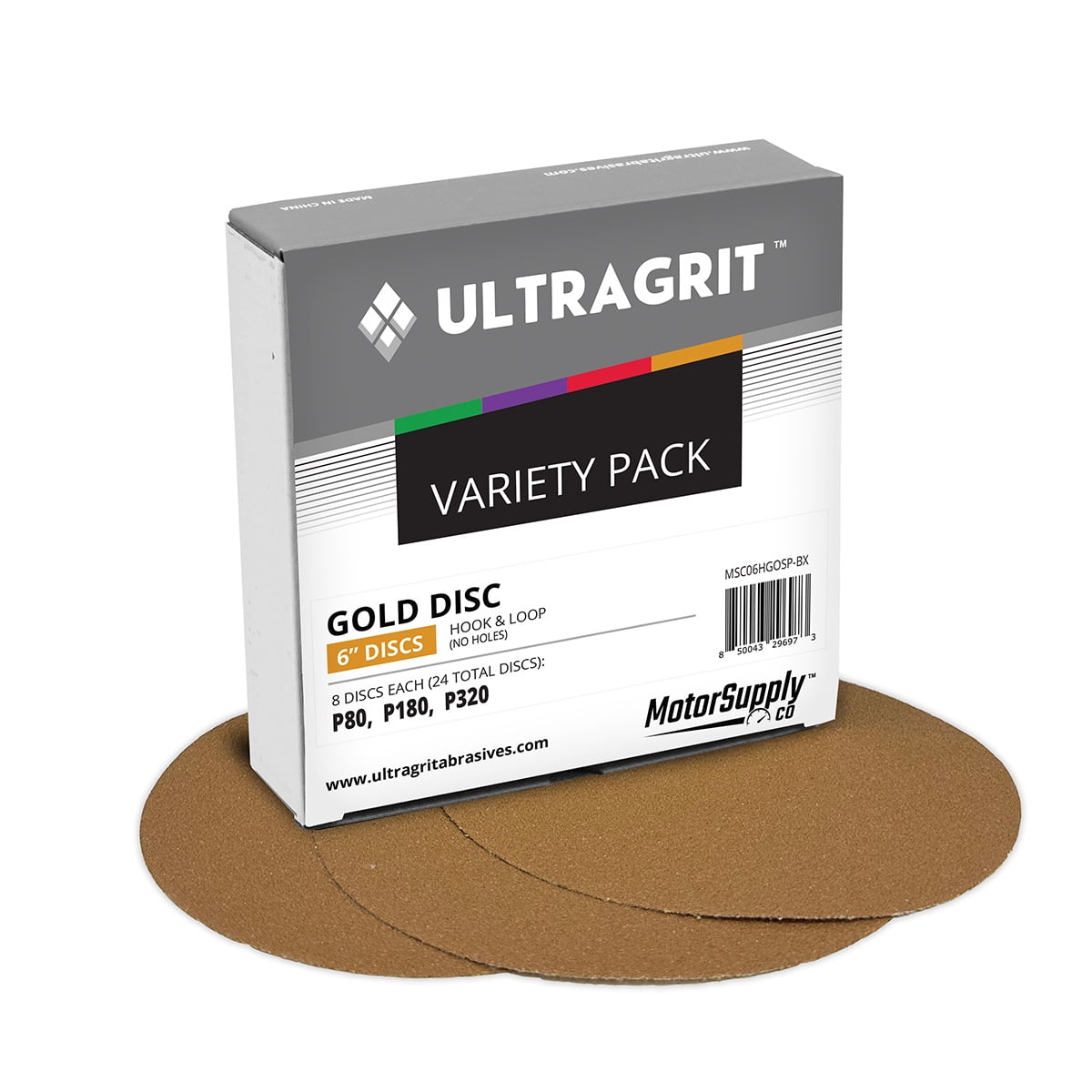 UltraGrit Gold 6" Sanding Disc, Hook and Loop, P80, P180, P320 Variety ...