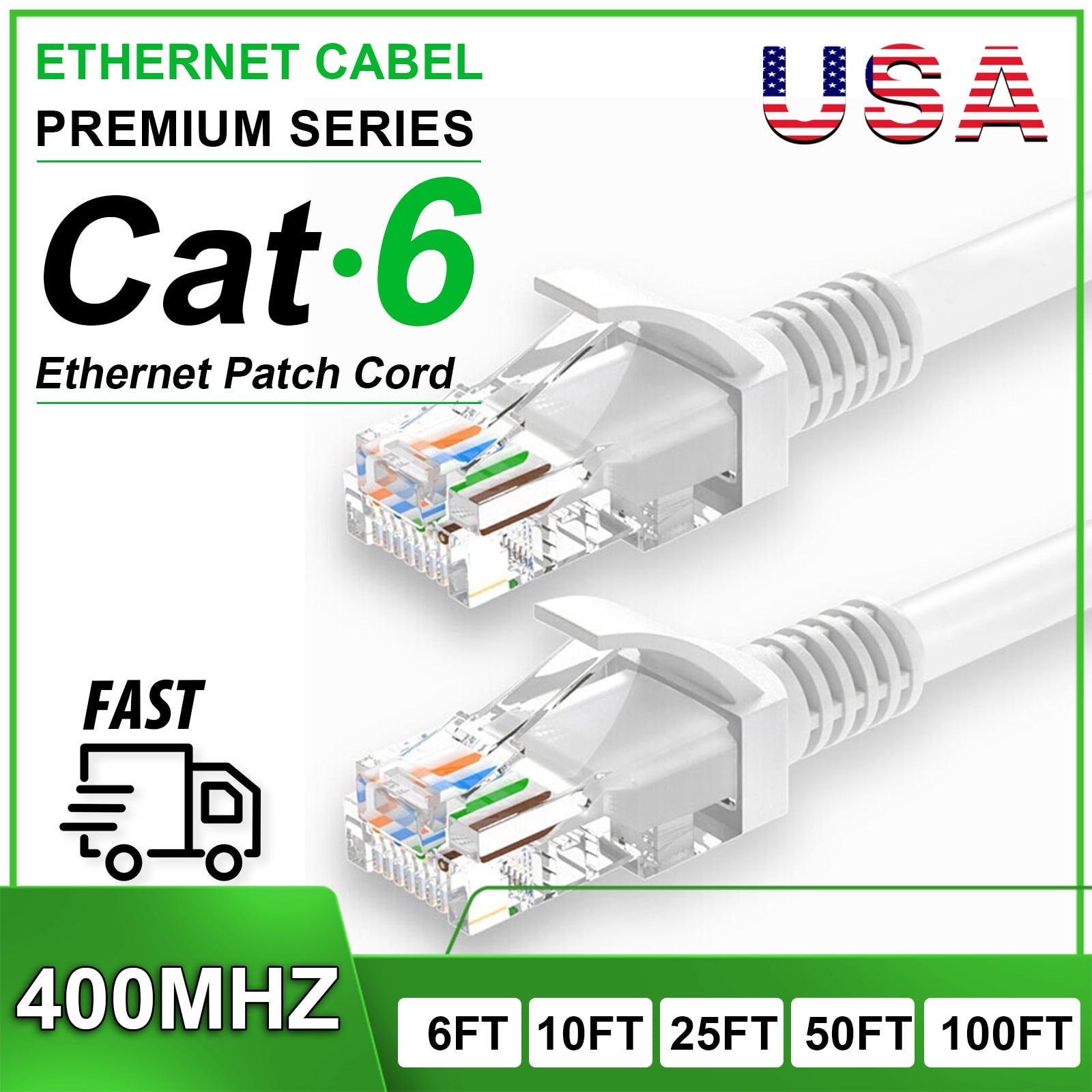 UltraPoE 25ft Cat6 Ethernet Cable RJ45 Network Cord Internet UTP LAN ...