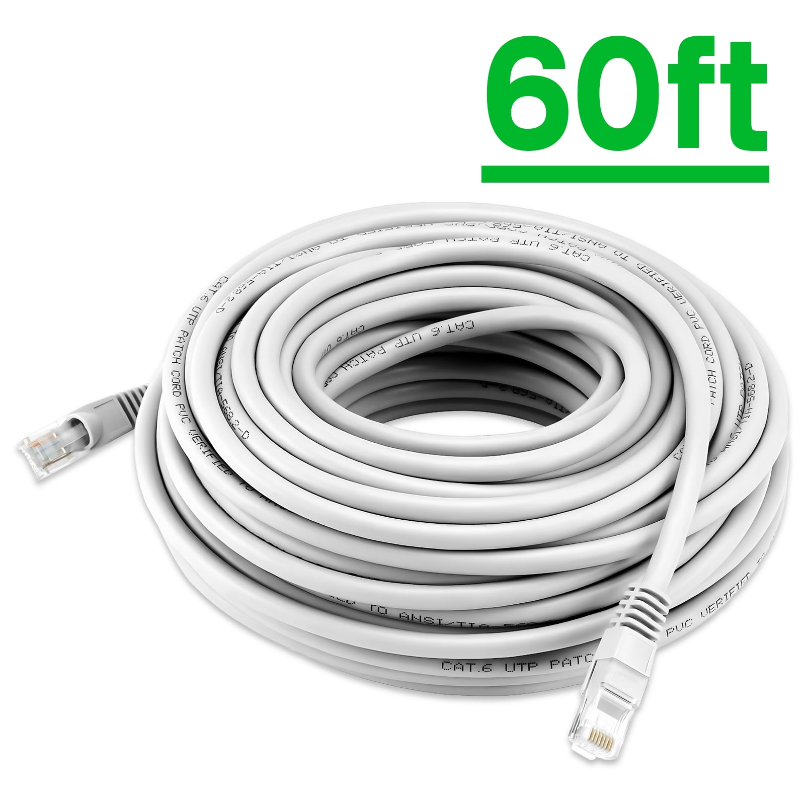 UltraPoE 60ft Cat6 1 Pack Ethernet Cable RJ45 Network Cord Internet UTP ...