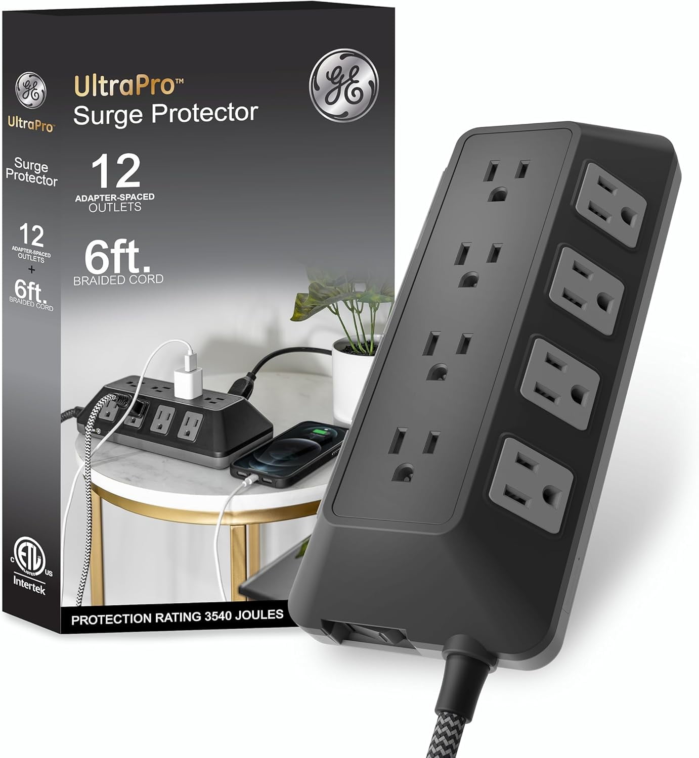UltraPro Adapt 12-Outlet Sur Protector, 6ft Braided Heavy Duty ...