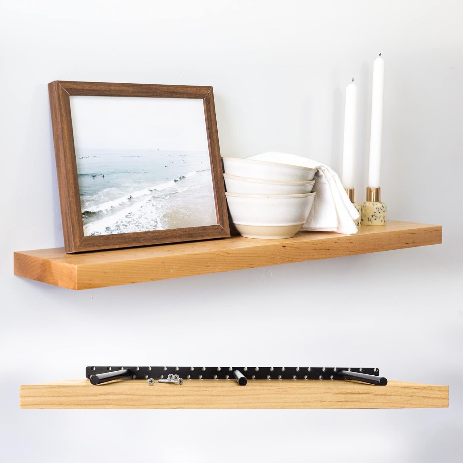 UltraShelf Solid Wood Floating Shelf for Wall Decor, Maple, 30" Long x ...