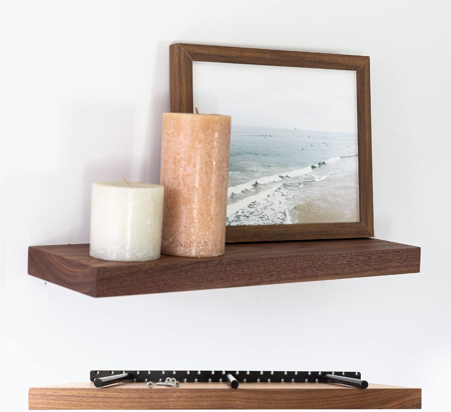 UltraShelf Solid Wood Floating Shelf for Wall Decor, Walnut, 18" Long x ...