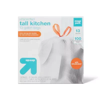 UltraStretch Tall Kitchen Drawstring Trash Bags - Unscented - 13 Gallon ...