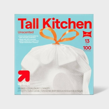 HygiCare 13 Gallon Drawstring Trash Bags, Tall Kitchen Garbage Bags ...