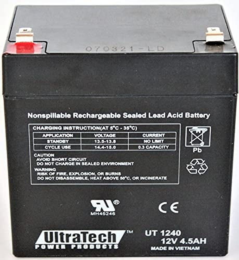 UltraTech UT-1240 / UT-1250-F1 12V, 4.5Ah Sealed Lead Acid Alarm ...