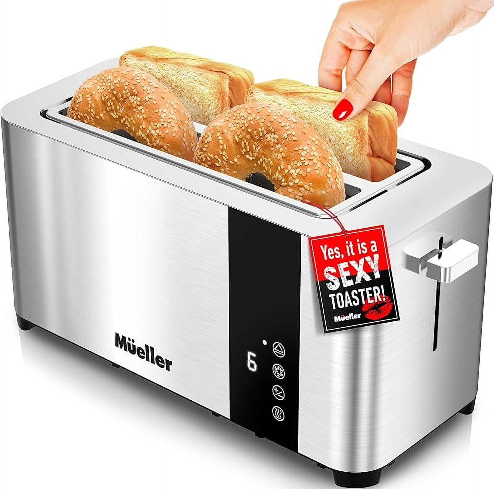 UltraToast Full Stainless Steel Toaster 4 Slice, Long Extra-Wide Slots ...