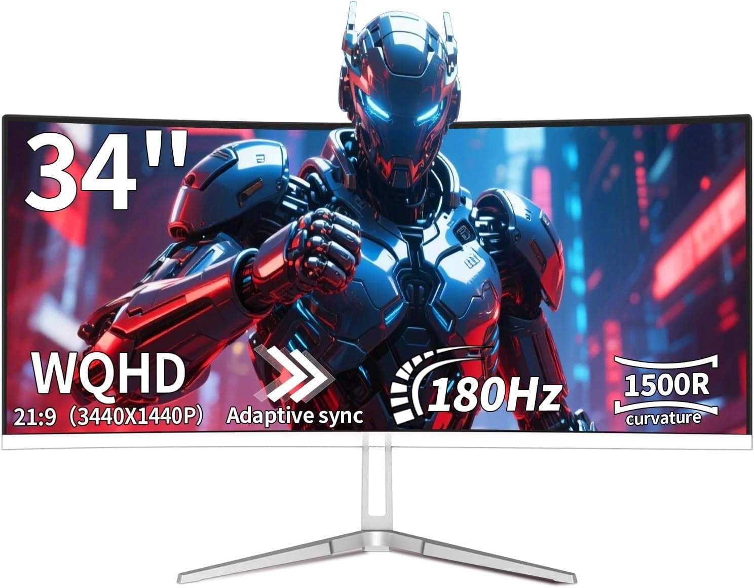 UltraWide 34 Inch Curved 1500R PC Screen 180hz Refresh Rate WQHD ...