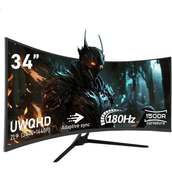 UltraWide 34 inch Curved 1500R PC Screen 180hz Refresh Rate WQHD ...