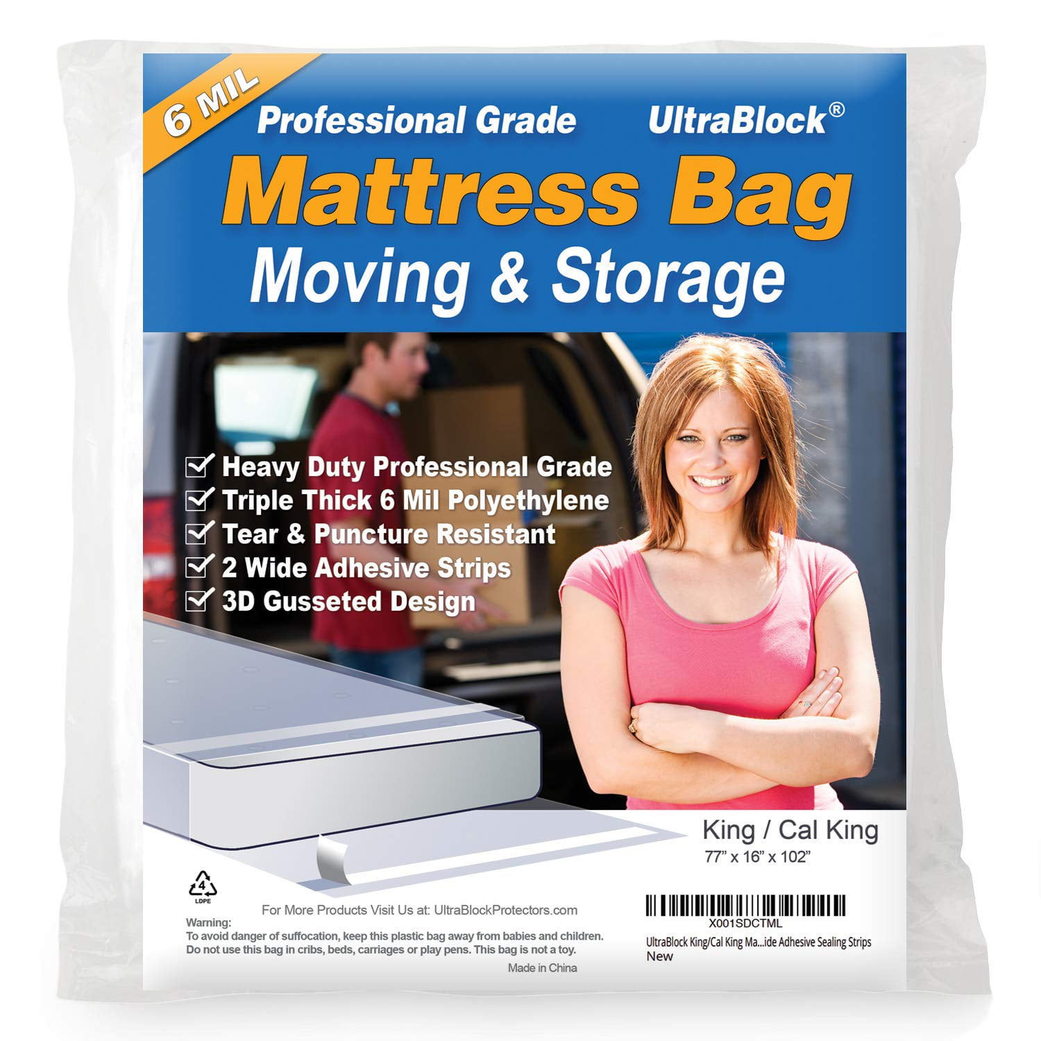 Ultrablock Extra Thick King Size Mattress Bag for Moving, Storage ...